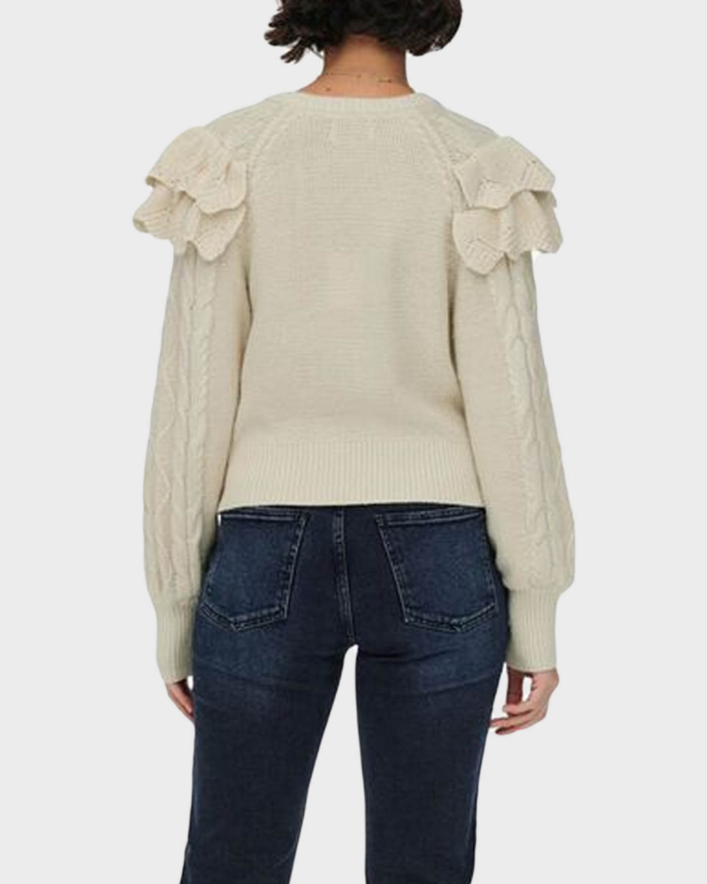 ONLY FRILL KNITTED ΓΥΝΑΙΚΕΙΟ ΠΟΥΛΟΒΕΡ - 15236497 - sagiakos-stores.gr