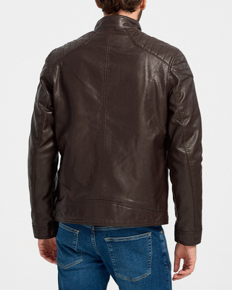 TOM TAILOR ΑΝΔΡΙΚΟ ΜΠΟΥΦΑΝ ΔΕΡΜΑΤΙΝΟ PU biker jacket - 1026337 ...
