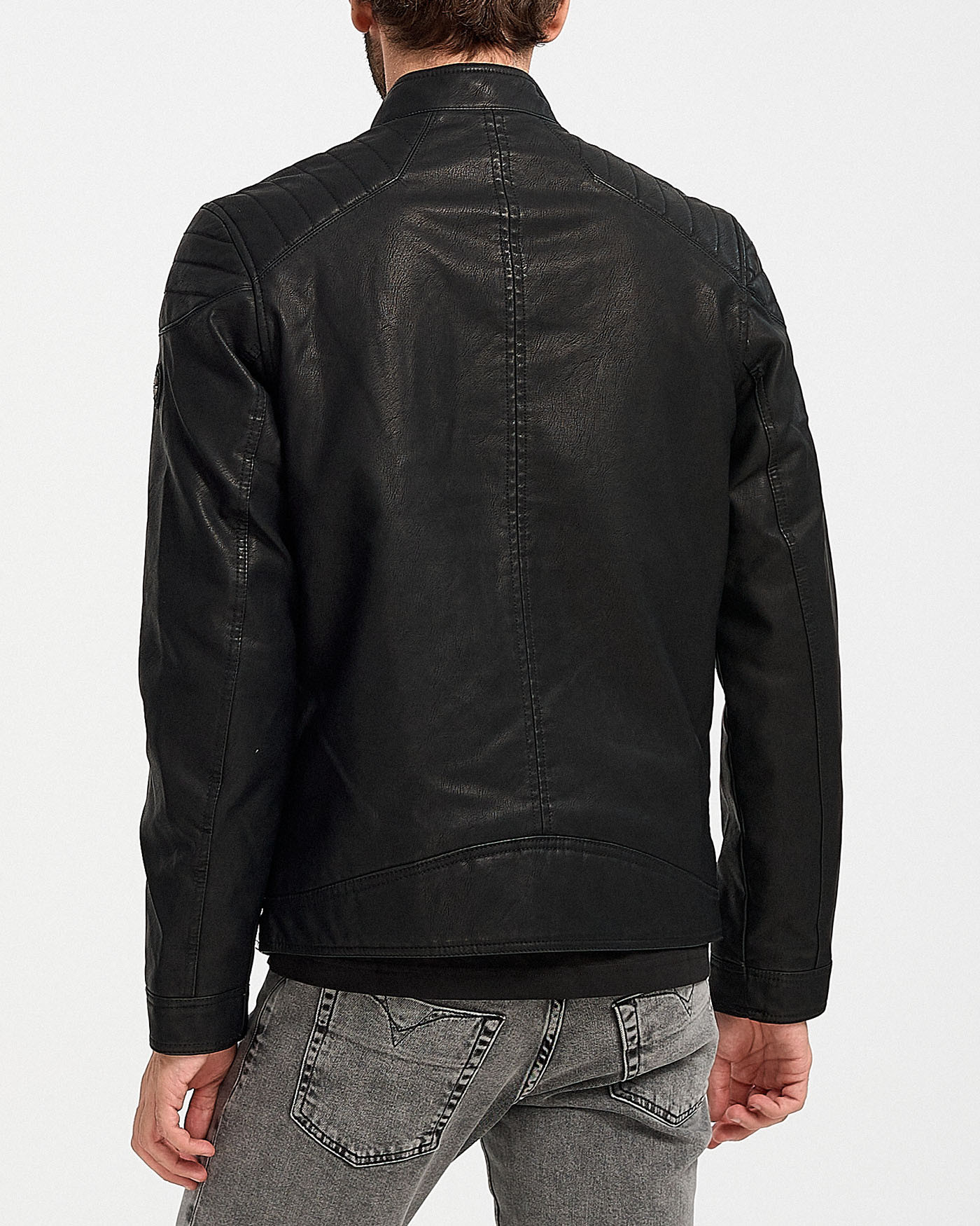 TOM TAILOR ΑΝΔΡΙΚΟ ΜΠΟΥΦΑΝ ΔΕΡΜΑΤΙΝΟ PU biker jacket - 1026337 ...