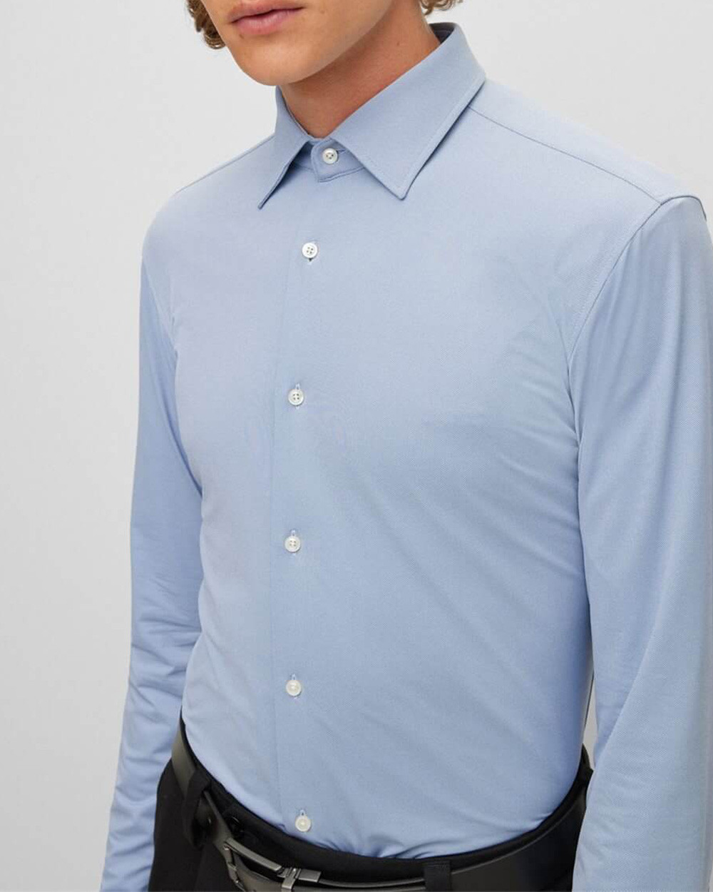 BOSS ANΔΡΙΚΟ ΠΟΥΚΑΜΙΣΟ REGULAR-FIT SHIRT IN MICRO-STRUCTURED ...