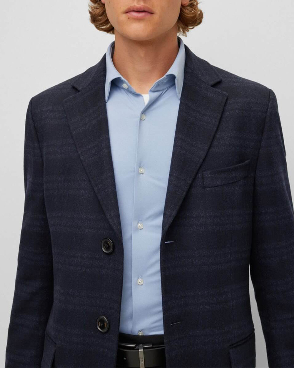 BOSS ANΔΡΙΚΟ ΠΟΥΚΑΜΙΣΟ REGULAR-FIT SHIRT IN MICRO-STRUCTURED ...