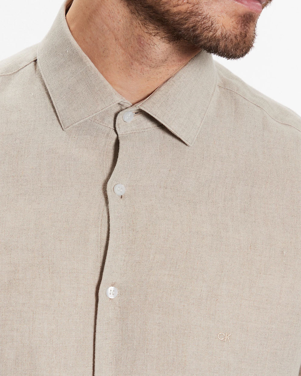 CALVIN KLEIN ΑΝΔΡΙΚΟ ΠΟΥΚΑΜΙΣΟ 100% ΛΙΝΑΡΙ ΜΑΚΡΥ ΜΑΝΙΚΙ SLIM FIT ...