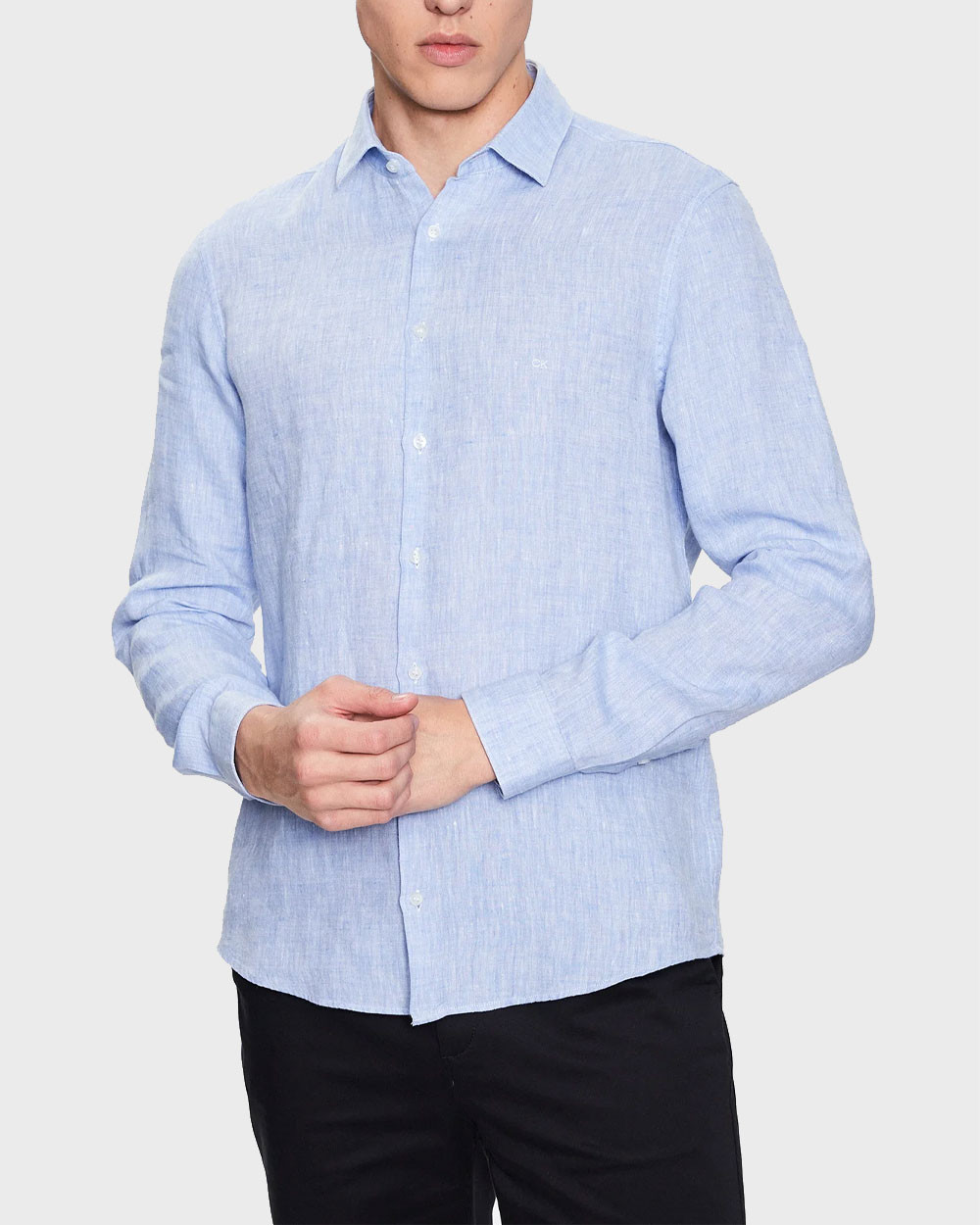 CALVIN KLEIN ΑΝΔΡΙΚΟ ΠΟΥΚΑΜΙΣΟ 100% ΛΙΝΑΡΙ ΜΑΚΡΥ ΜΑΝΙΚΙ SLIM FIT ...