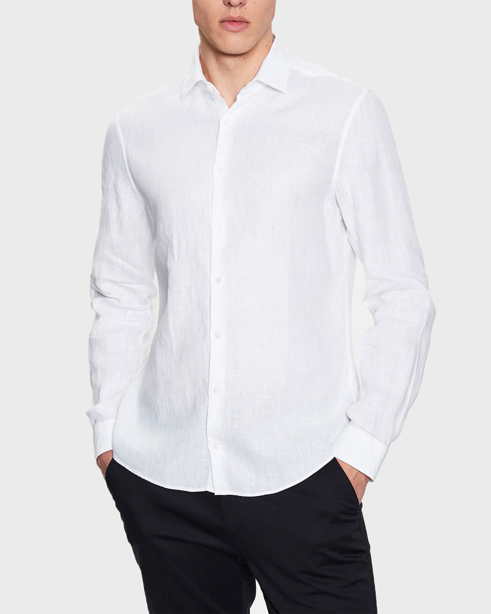 CALVIN KLEIN ΑΝΔΡΙΚΟ ΠΟΥΚΑΜΙΣΟ 100% ΛΙΝΑΡΙ ΜΑΚΡΥ ΜΑΝΙΚΙ SLIM FIT ...