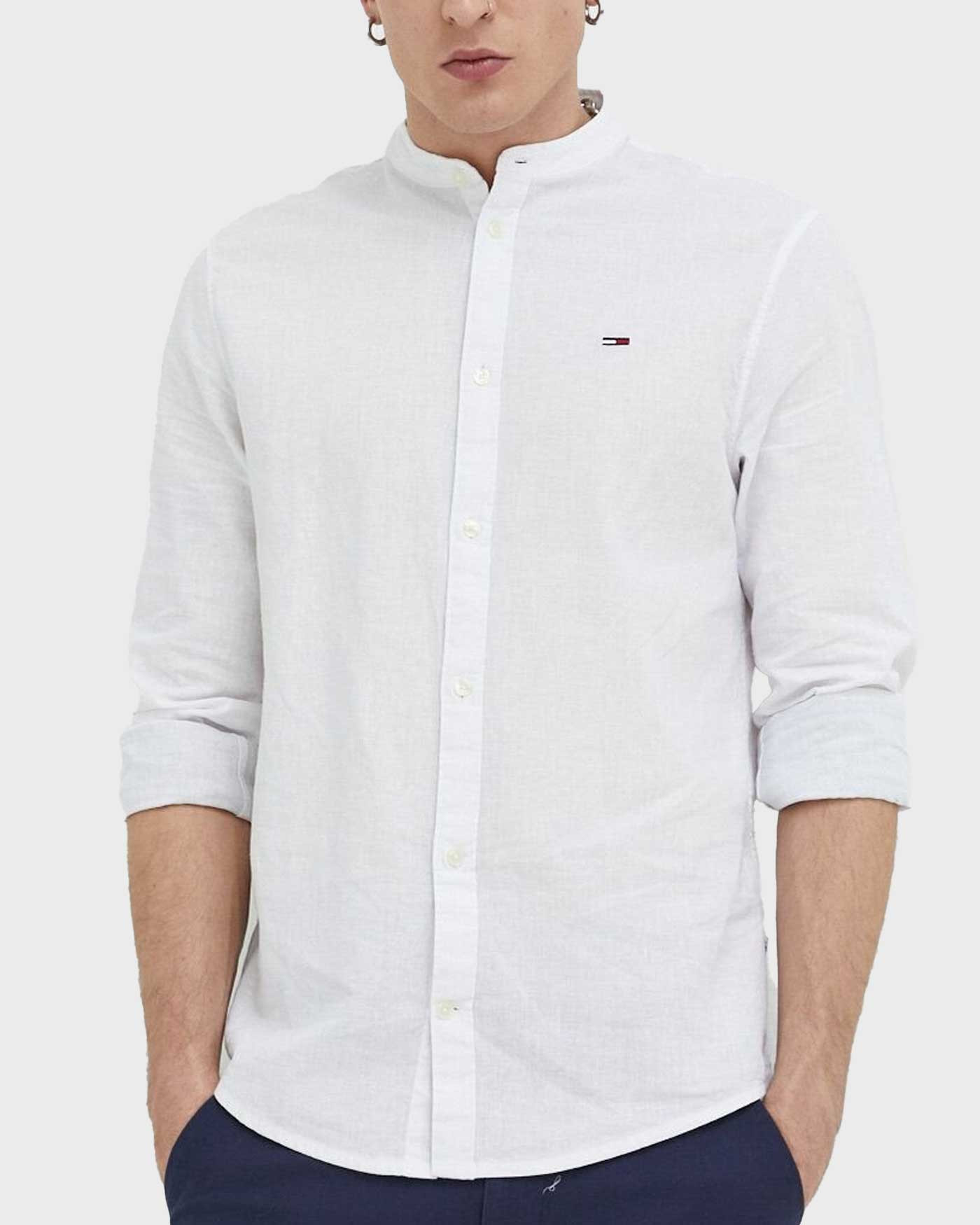 TOMMY HILFIGER ΤJM ΑΝΔΡΙΚΟ ΛΙΝΟ ΠΟΥΚΑΜΙΣΟ ΜΕ ΜΑΟ ΓΙΑΚΑ - DM0DM15927 ...