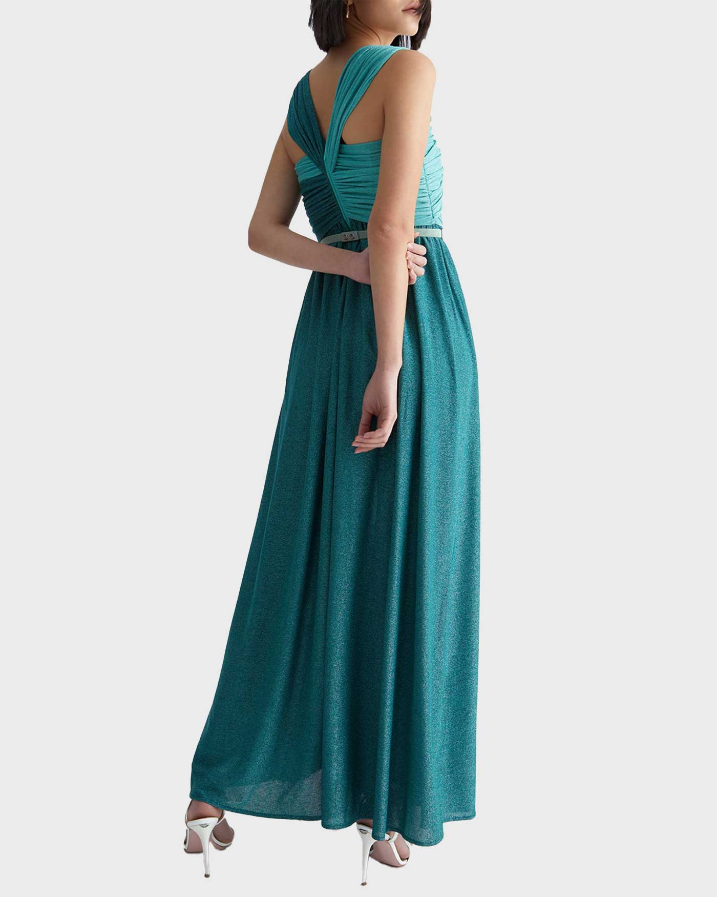 LIU-JO MAXI LUREX ΓΥΝΑΙΚΕΙΟ ΒΡΑΔΙΝΟ ΦΟΡΕΜΑ ΜΕ ΑΝΟΙΓΜΑ ΣΤΟ ΠΛΑΙ - CA3281 ...
