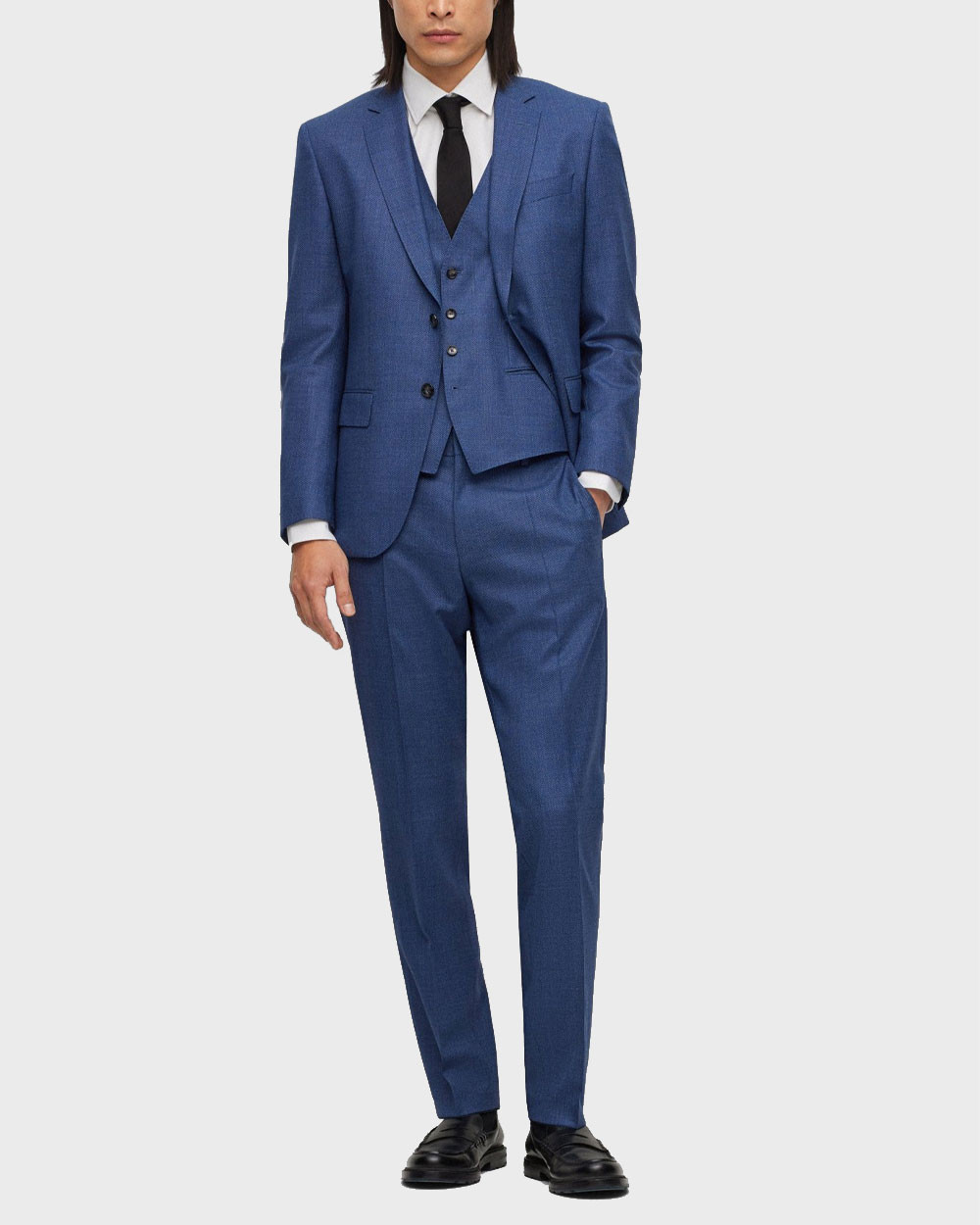BOSS ανδρικο ΚΟΣΤΟΥΜΙ H-ΗUGE THREE-PIECE SLIM-FIT SUIT IN A WOOL BLEND ...