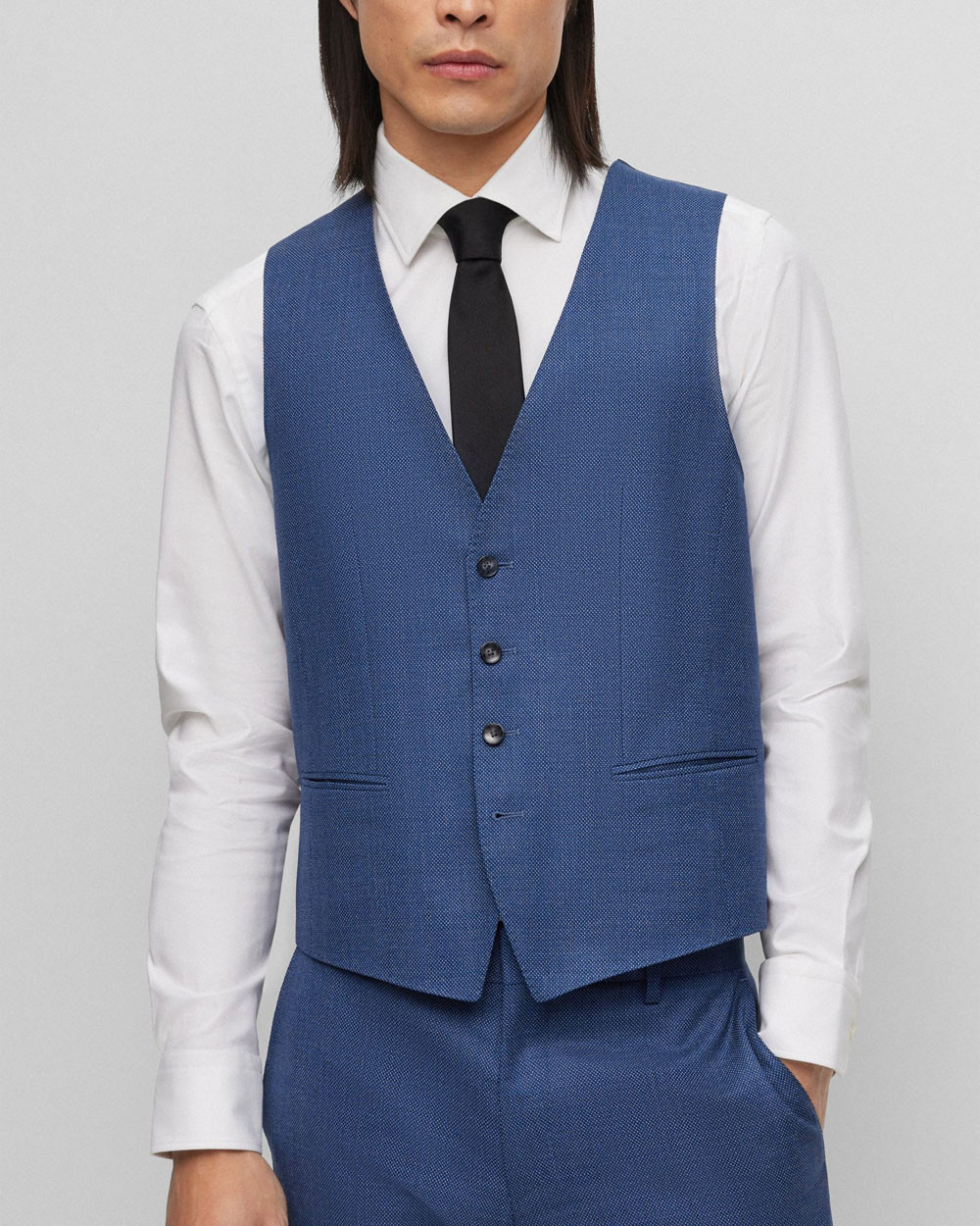 BOSS ανδρικο ΚΟΣΤΟΥΜΙ H-ΗUGE THREE-PIECE SLIM-FIT SUIT IN A WOOL BLEND ...