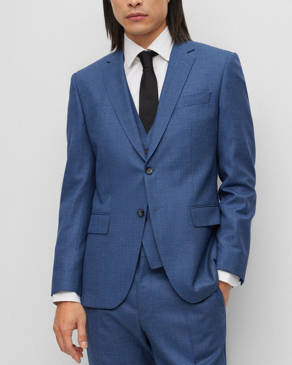 BOSS ανδρικο ΚΟΣΤΟΥΜΙ H-ΗUGE THREE-PIECE SLIM-FIT SUIT IN A WOOL BLEND ...