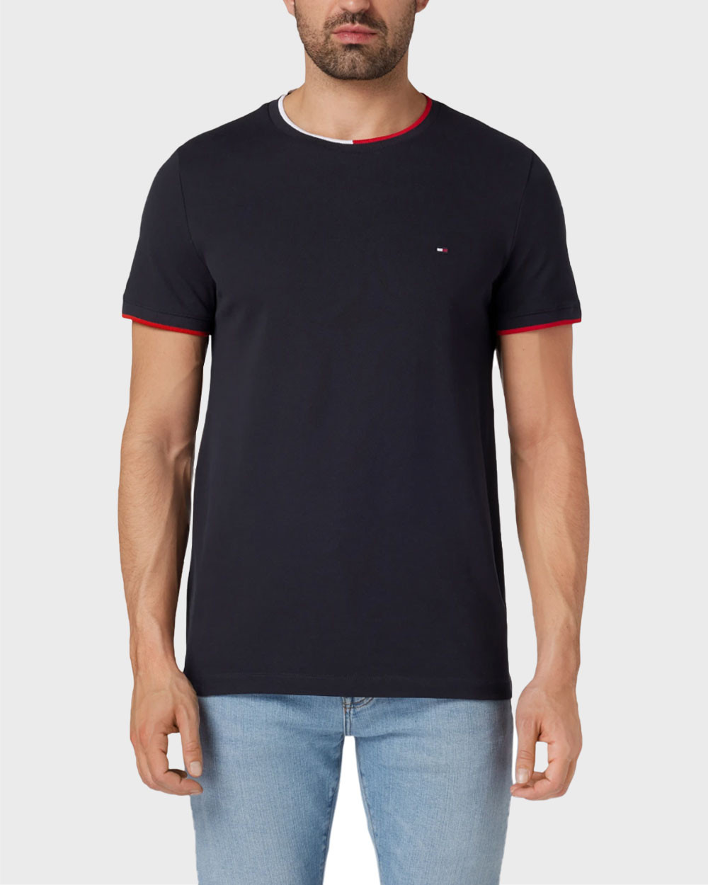TOMMY HILFIGER ΑΝΔΡΙΚΟ T-SHIRT ΠΙΚΕ ΣΤΕΝΗ ΓΡΑΜΜΗ - MW0MW34439 ...