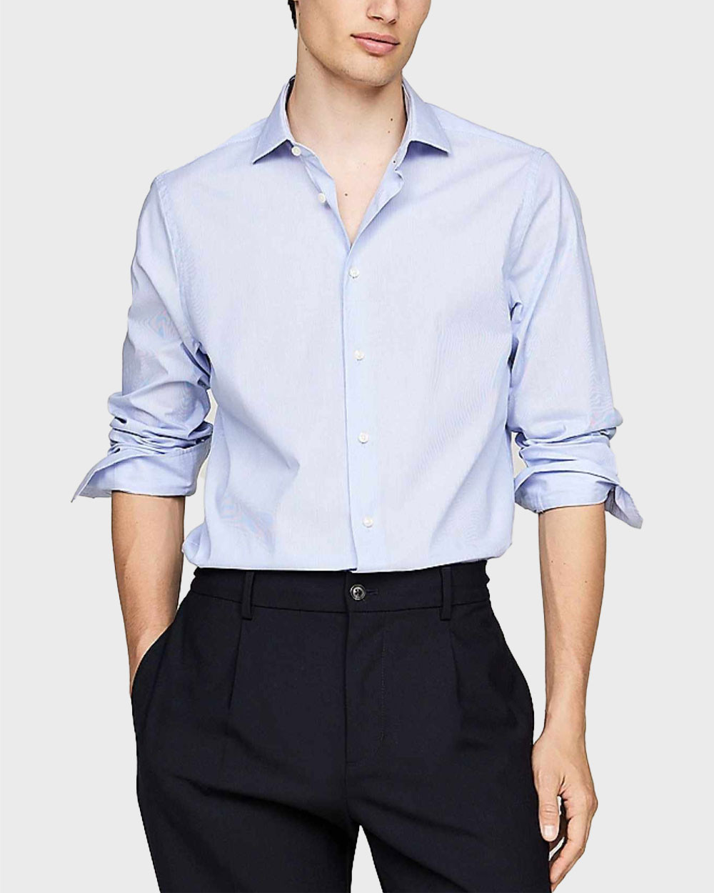 TOMMY HILFIGER ΑΝΔΡΙΚΟ ΠΟΥΚΑΜΙΣΟ ΡΙΓΕ ΣΤΕΝΗ ΓΡΑΜΜΗ - MW0MW37336 ...