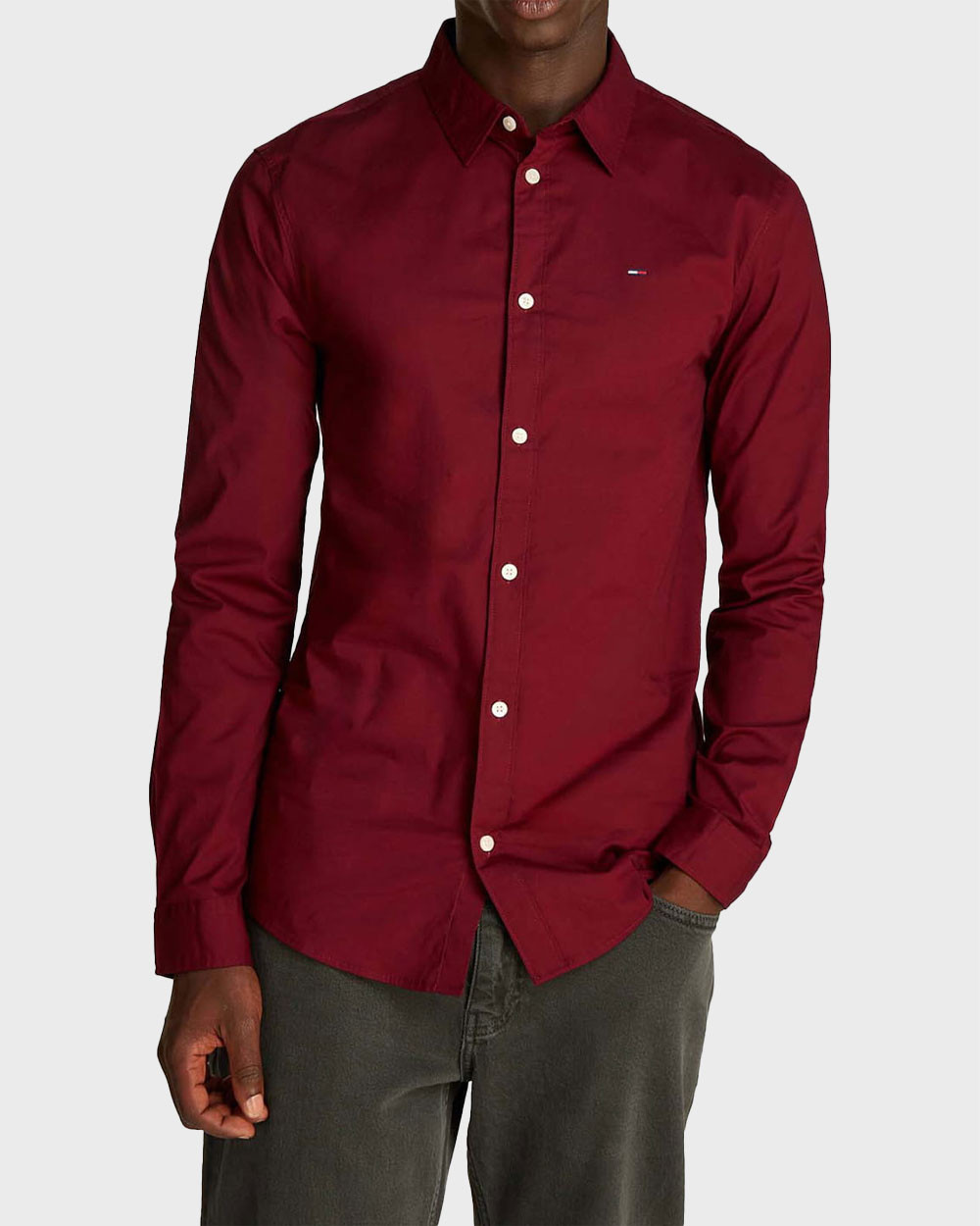 TOMMY JEANS ΑΝΔΡΙΚΟ ΠΟΥΚΑΜΙΣΟ ΠΟΠΛΙΝΑ ΣΤΕΝΗ ΓΡΑΜΜΗ - DM0DM04405 ...